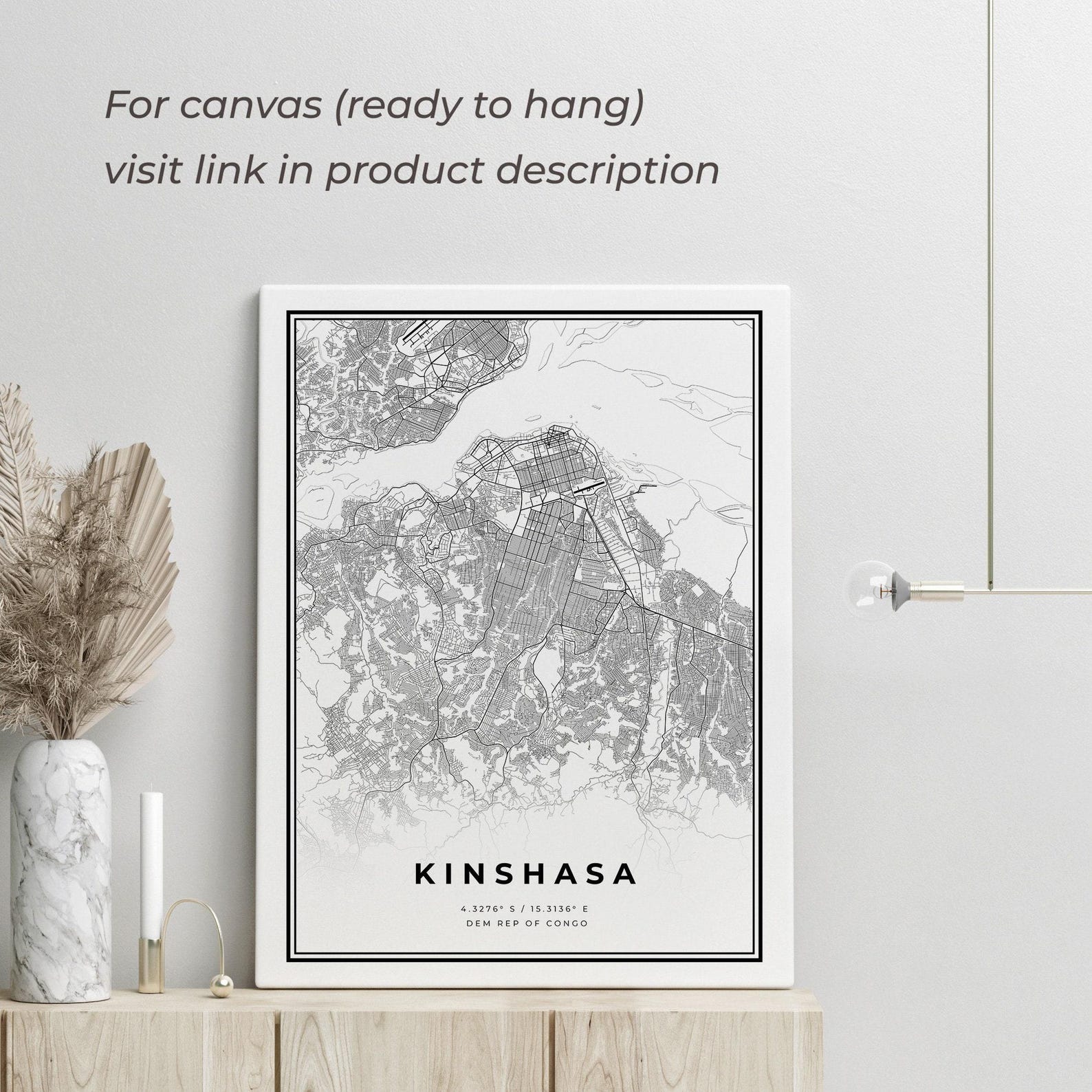 Kinshasa Map Print, Kinshasa Street Map Poster, Dem Rep of Congo ...