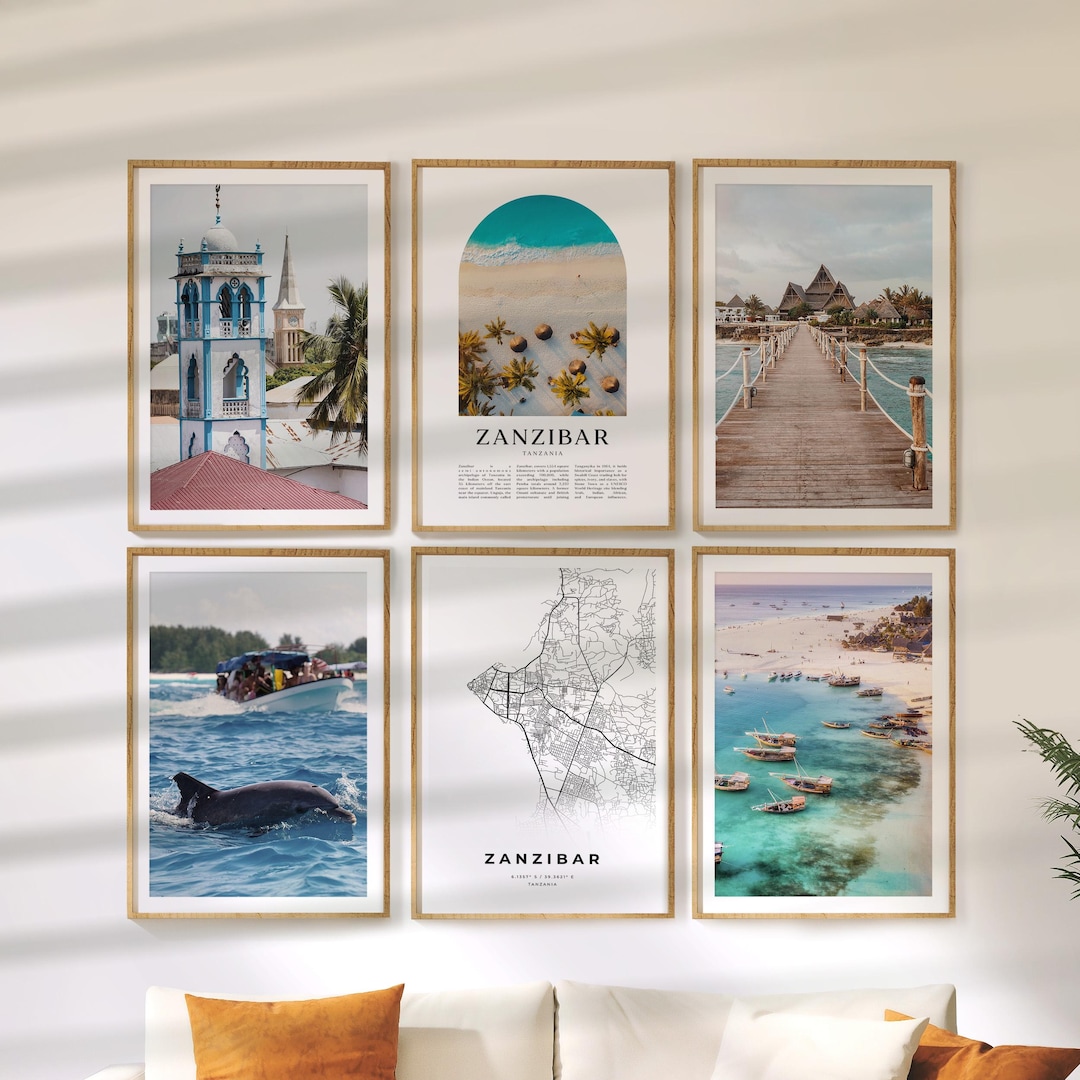 Zanzibar Gallery Wall Art | Set of 6 Colorful Prints, Tanzania Travel ...