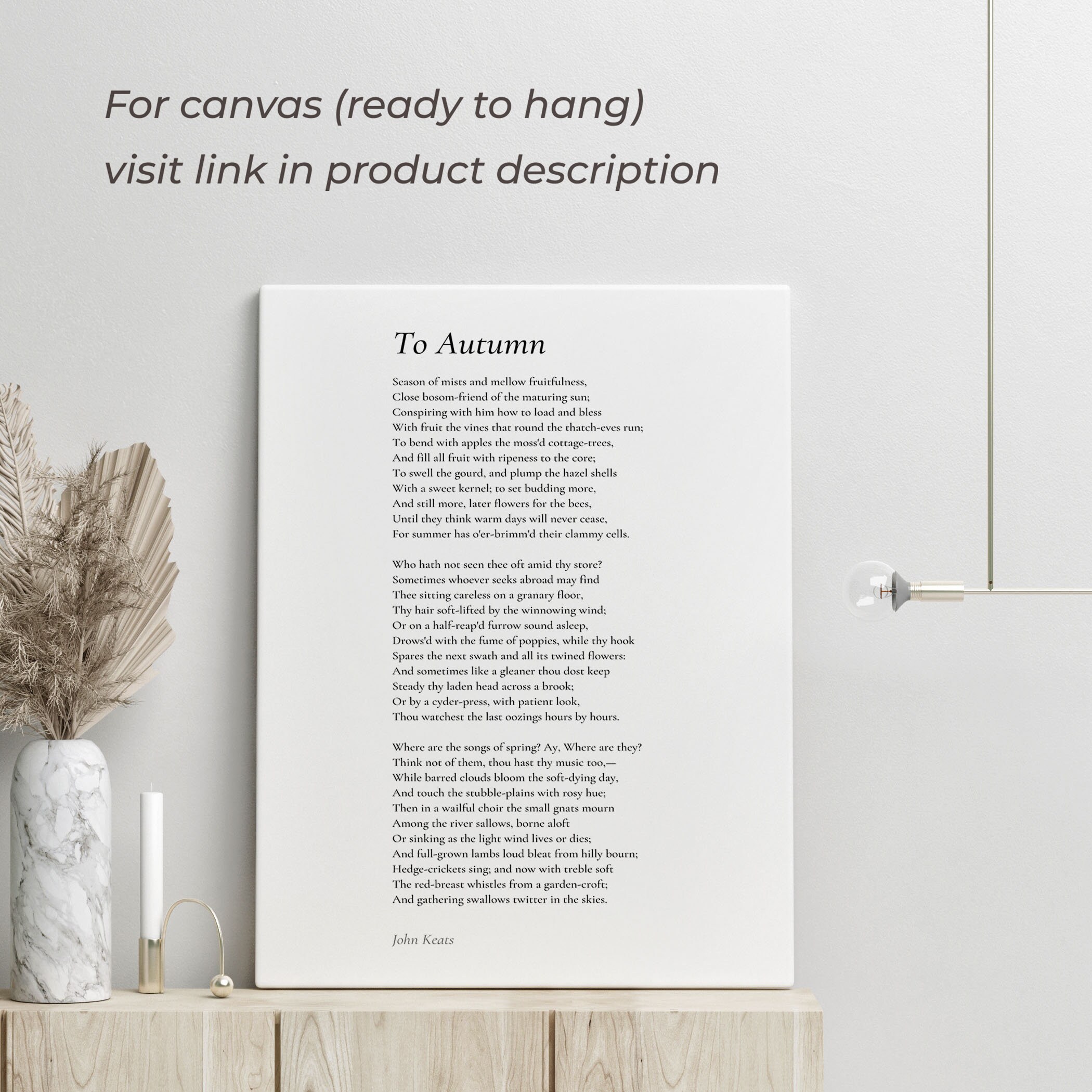 To Autumn by John Keats Poem Print Poetry Print Gift - Etsy