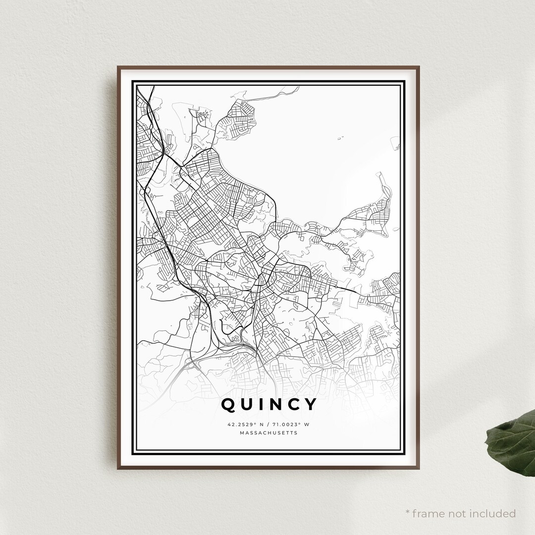 Quincy Map Print, Quincy Street Map Poster, Massachusetts, Modern ...