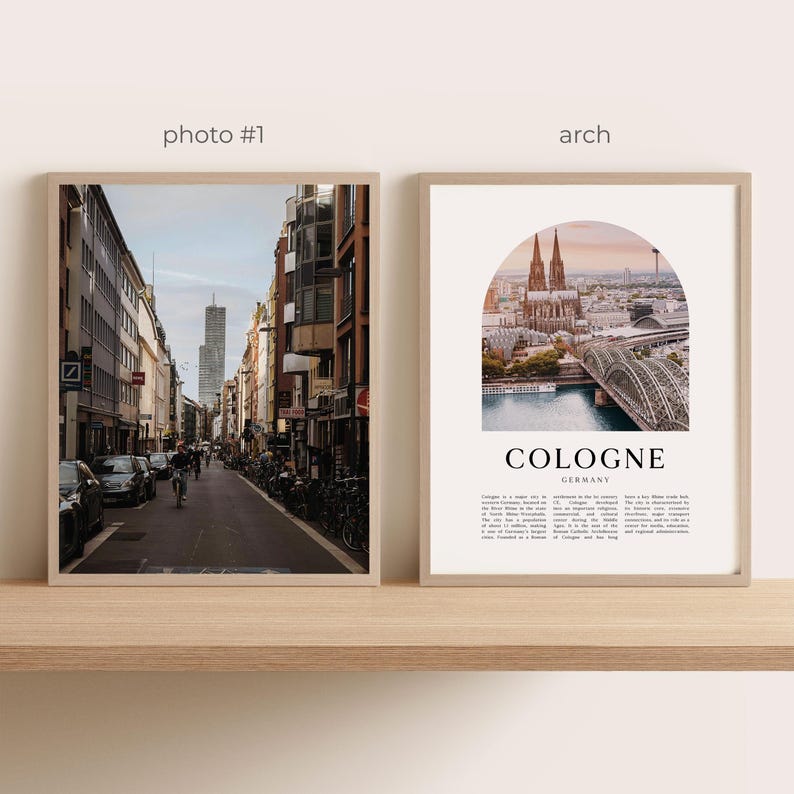 Cologne Wall Art Set of 6, Germany Travel Prints, City Map and Photo ...