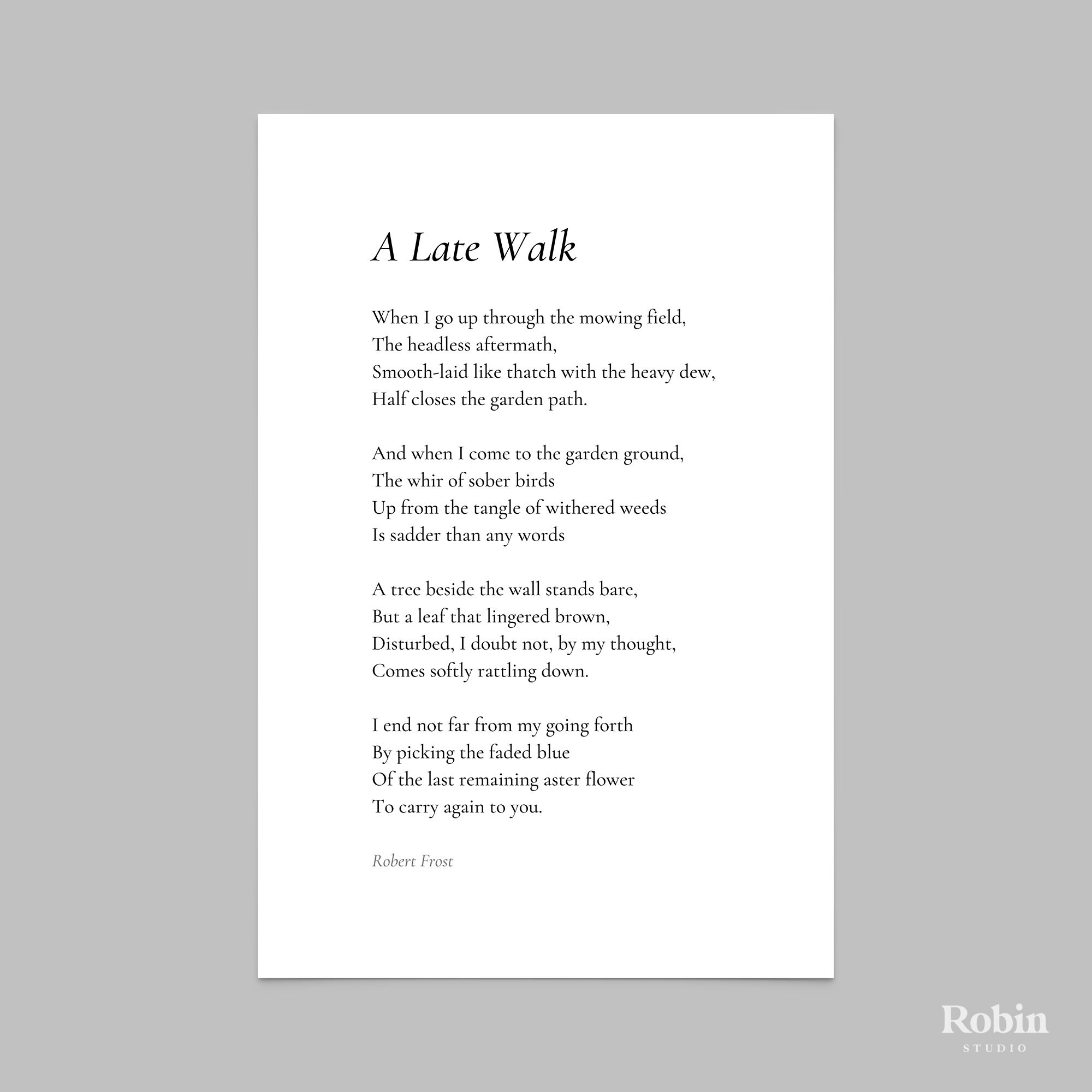 Robert Frost Poems A Late Walk