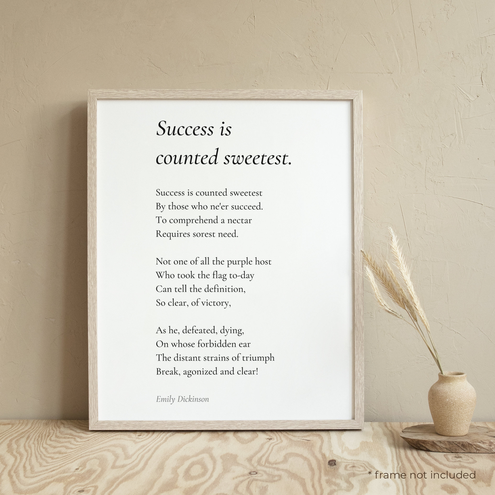 Success is Counted by Emily Dickinson Poem Print Poetry - Etsy