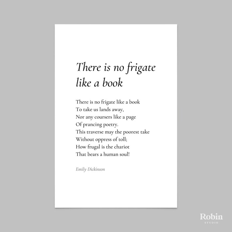 There is No Frigate by Emily Dickinson Poem Print - Poetry Print Gift ...