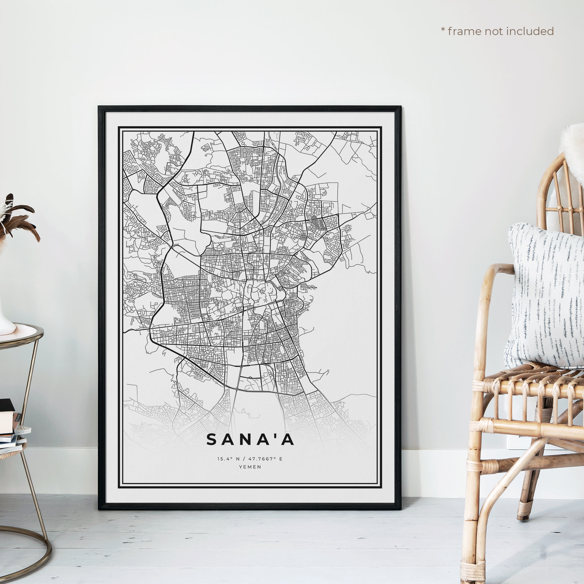 Sana'a Map Print Sana'a Street Map Poster Yemen - Etsy