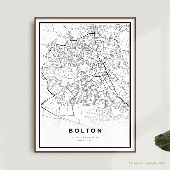 Bolton Map Print Bolton Street Map Poster UK Modern | Etsy