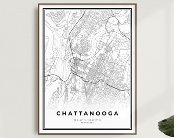 Chattanooga Map Wall Art - Etsy
