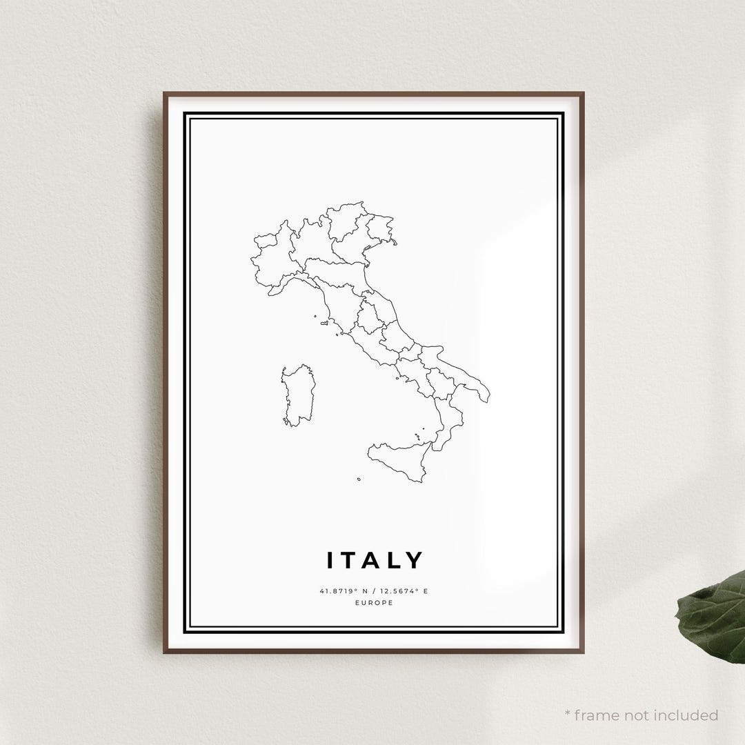 Italy Map Print, Italy Street Map Poster, Europe, Modern Minimalist Map ...