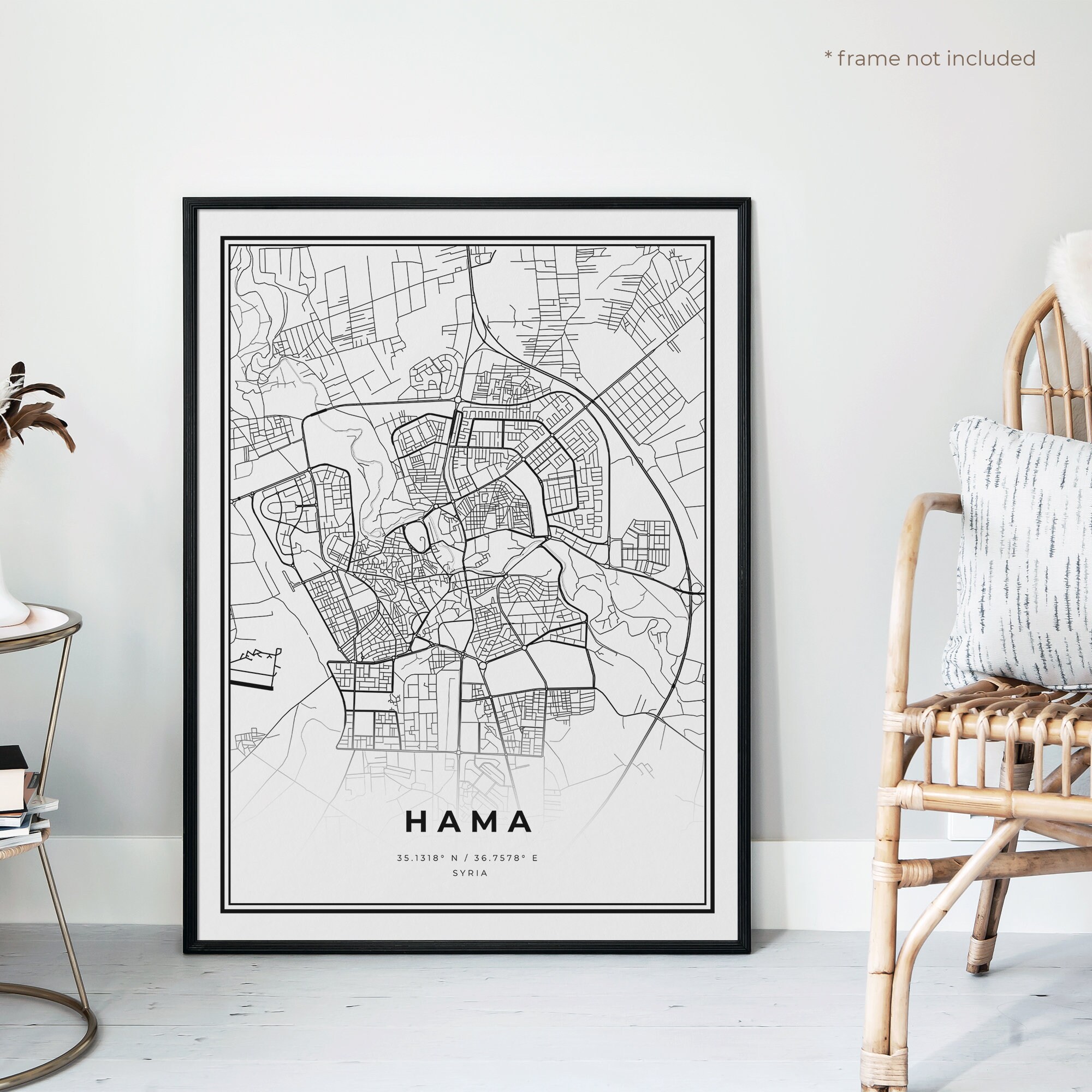 Hama Map Print Hama Street Map PosterSyria Modern | Etsy