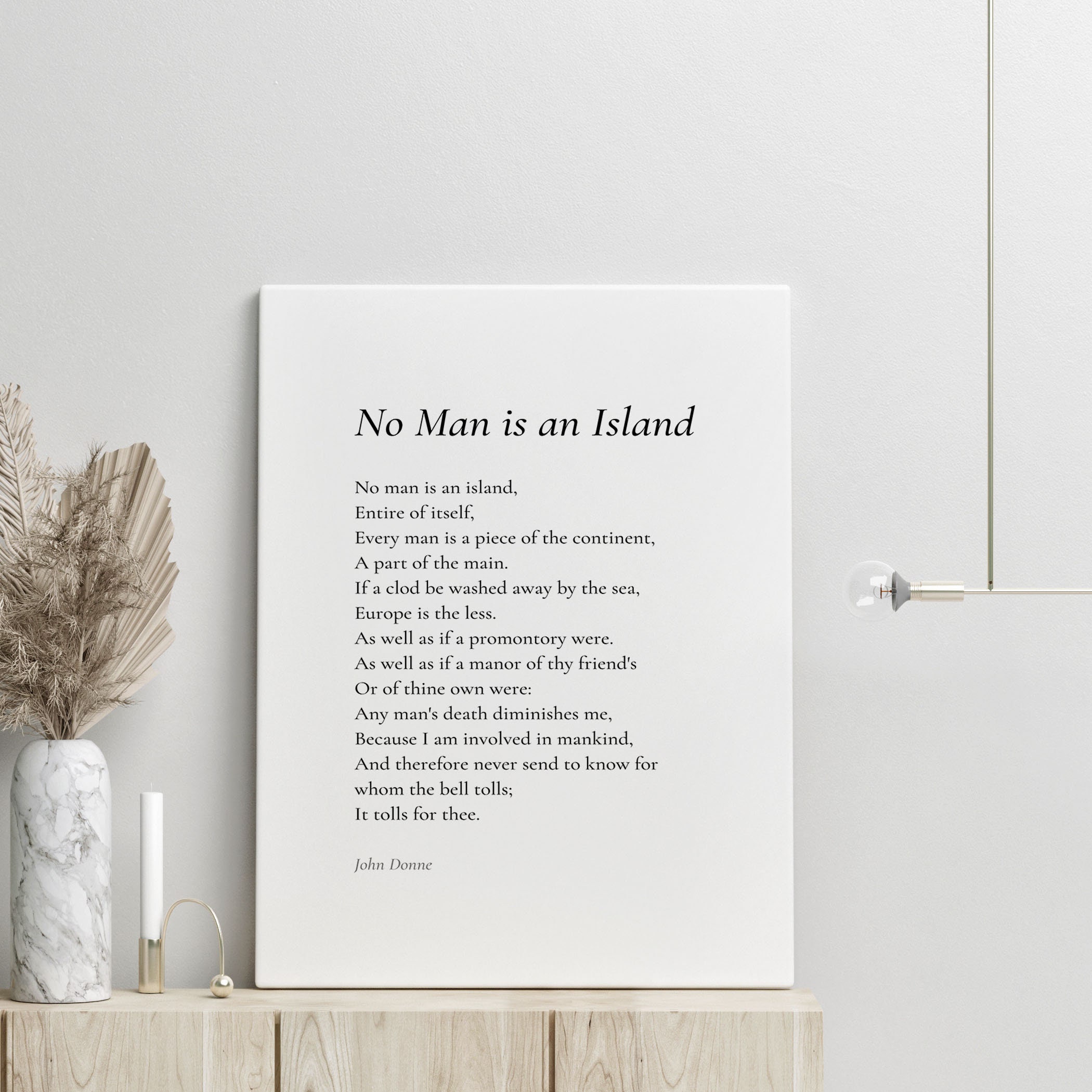 John Donne No Man is an Island Poem Canvas Print - Poetry Print Gift ...