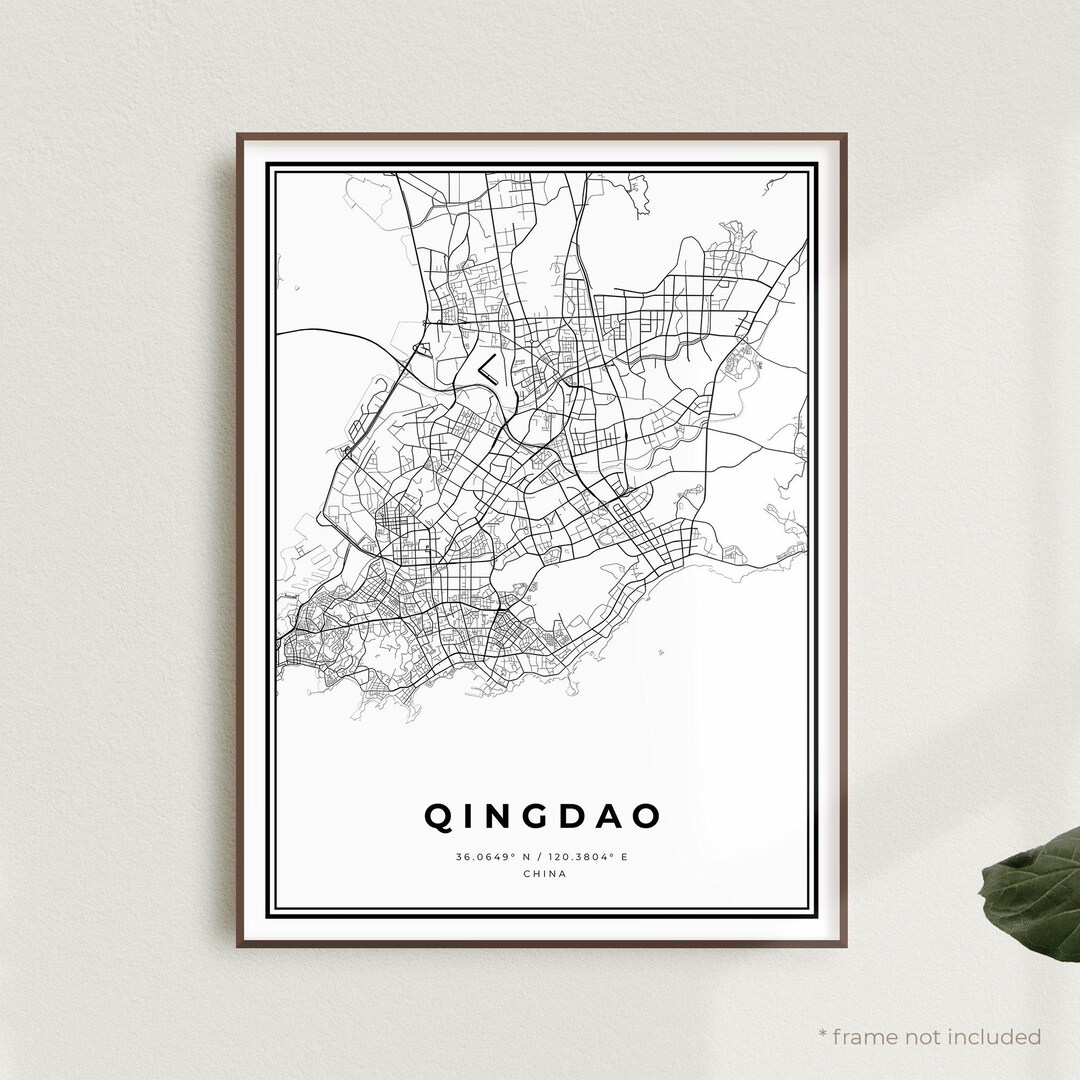 Qingdao Map Print, Qingdao Street Map Poster, china, Modern Minimalist ...