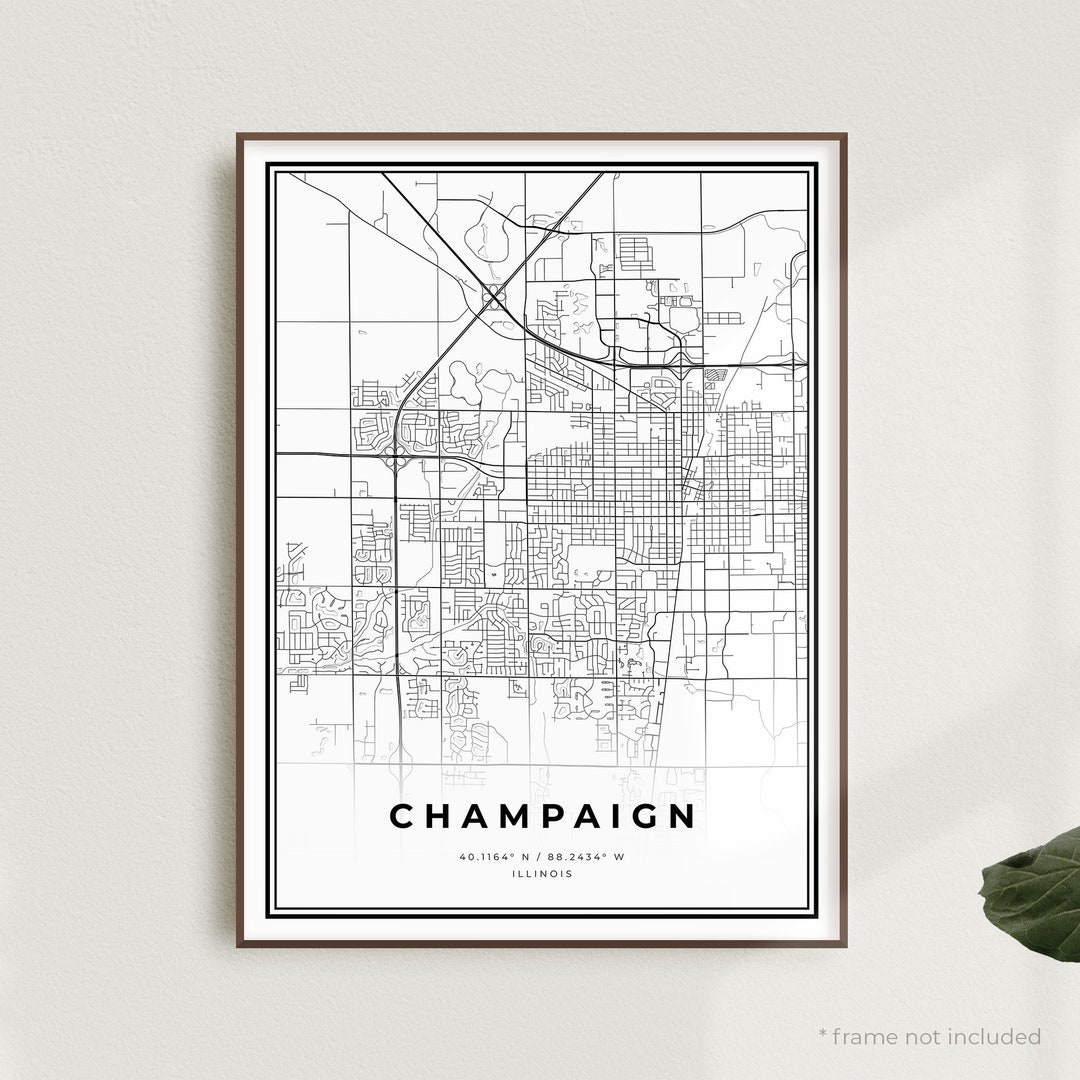 Champaign Map Print Champaign Street Map Poster Illinois - Etsy