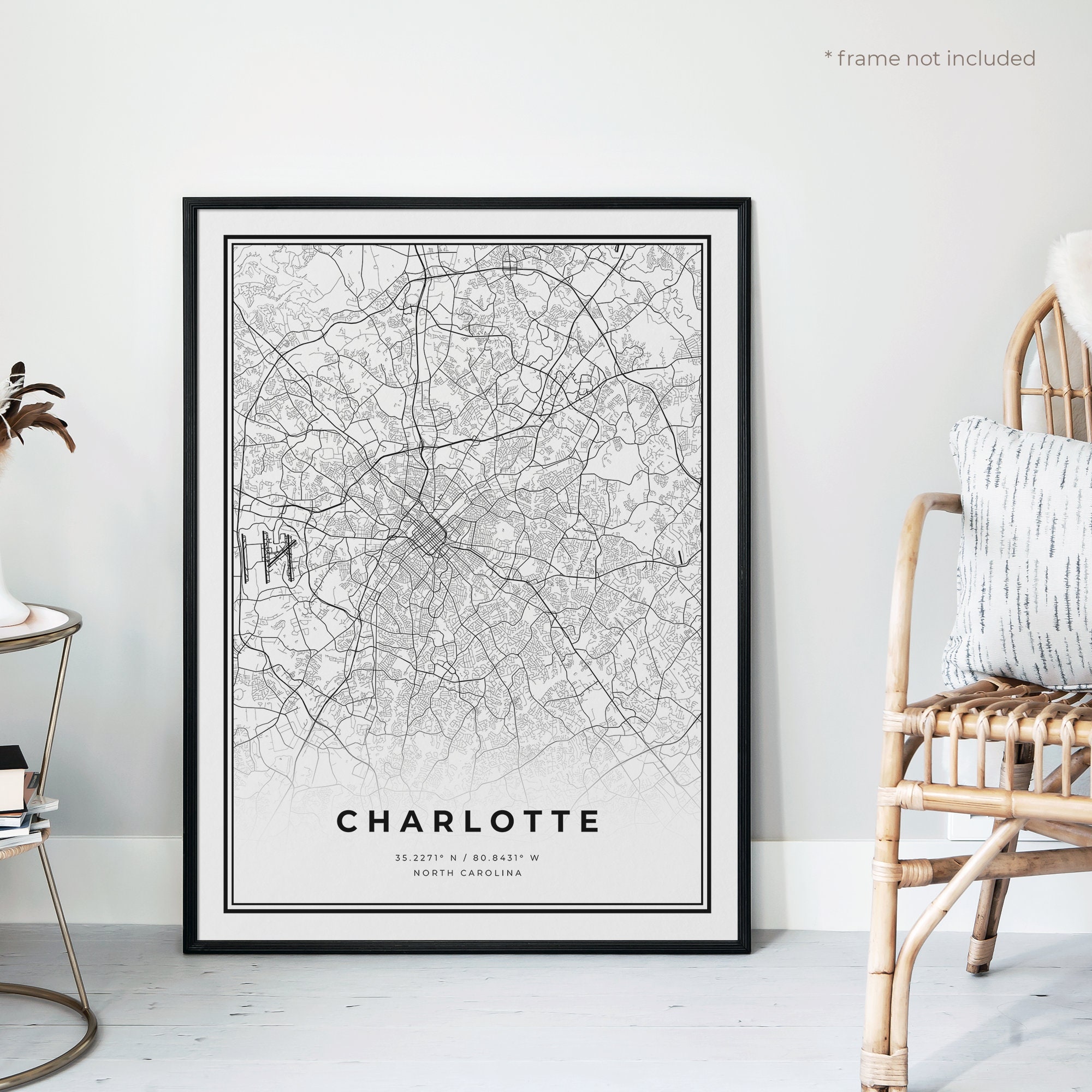 Charlotte Map Print Charlotte Street Map Poster North | Etsy