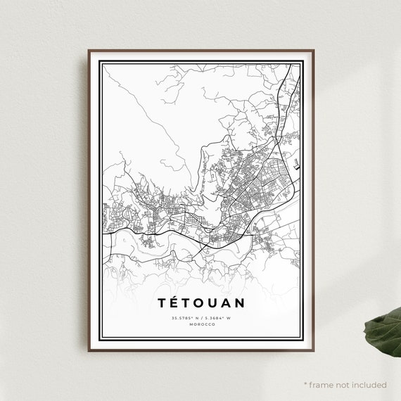 Modern Poster Tetouan map Map Print Moroccan Travel Tetouan poster City ...