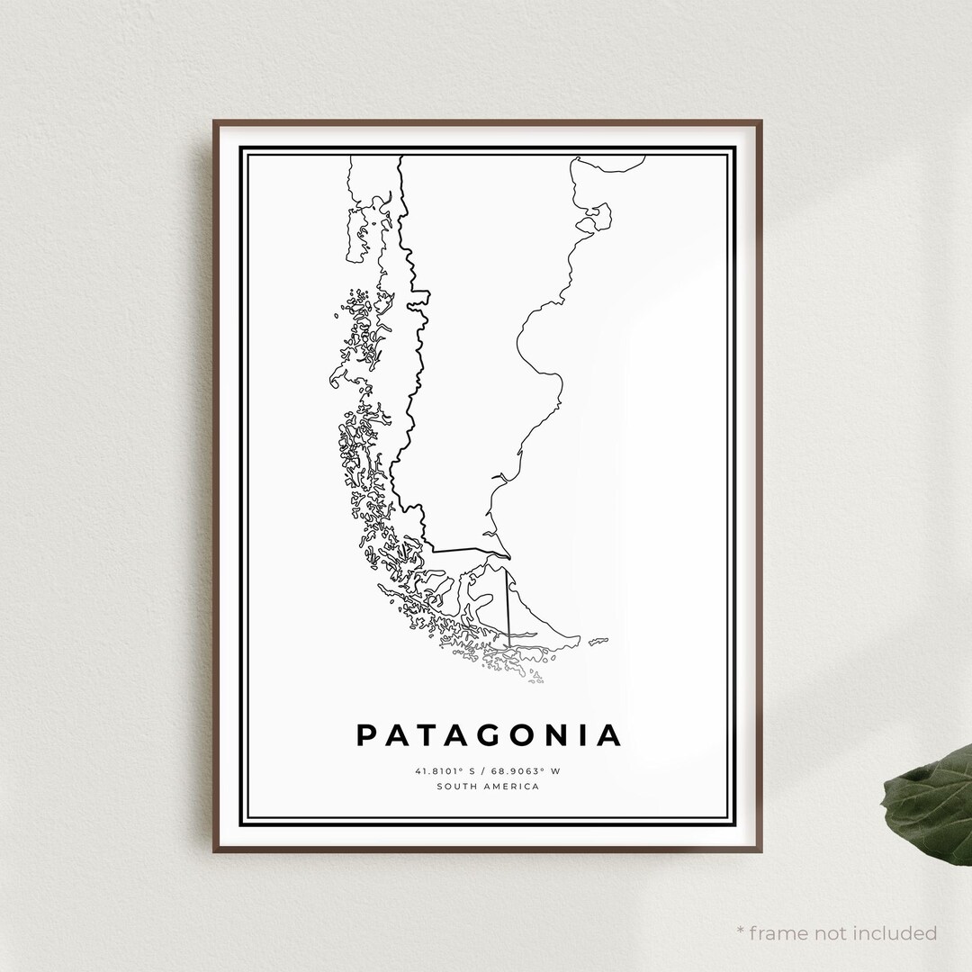 Patagonia Map Print, Patagonia Street Map Poster, South America, Modern ...