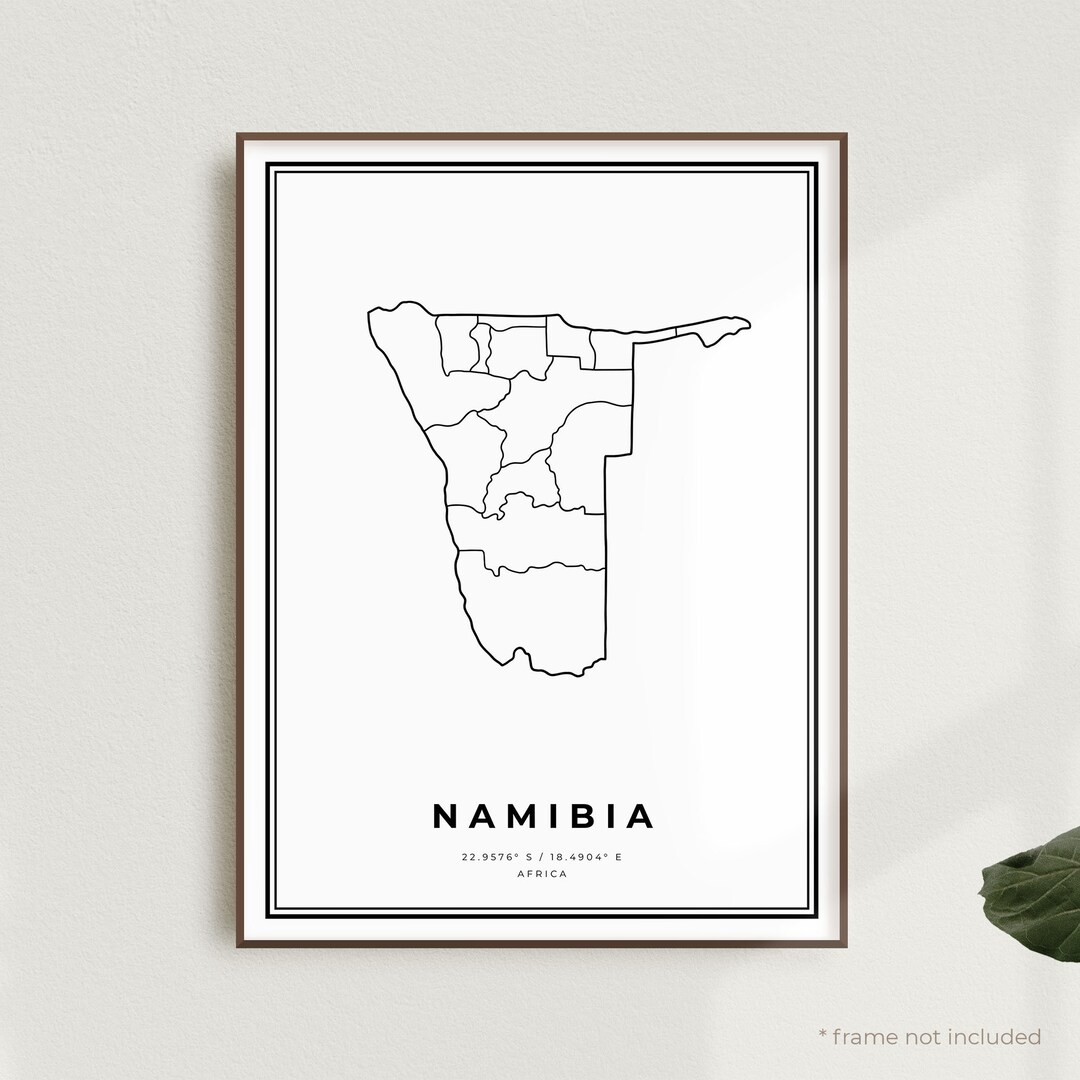 Namibia Map Print, Namibia Street Map Poster, Africa, Modern Minimalist ...