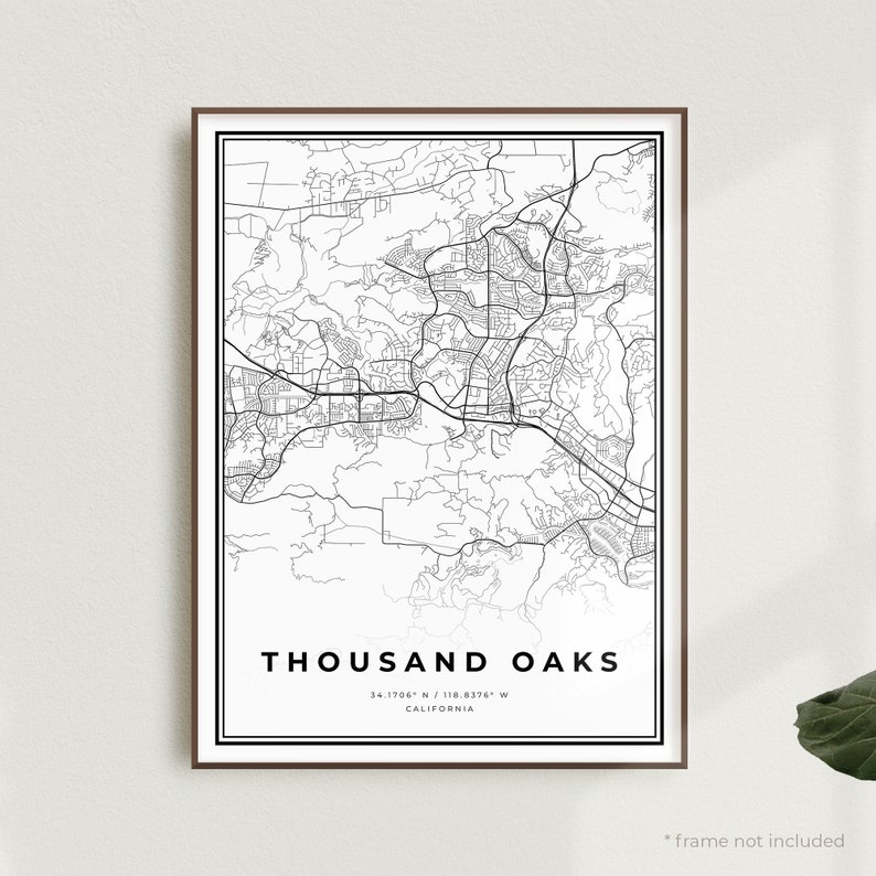 Thousand Oaks Map Print Thousand Oaks Street Map California | Etsy