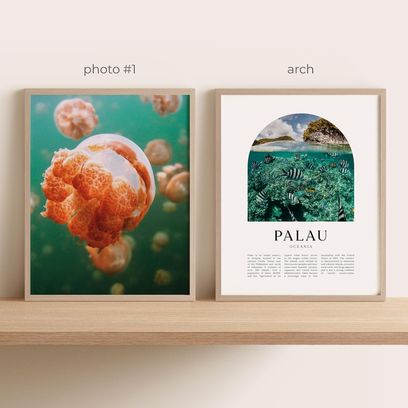 Palau Wall Art Set of 6, Travel Prints, Country Map and Photo Poster ...