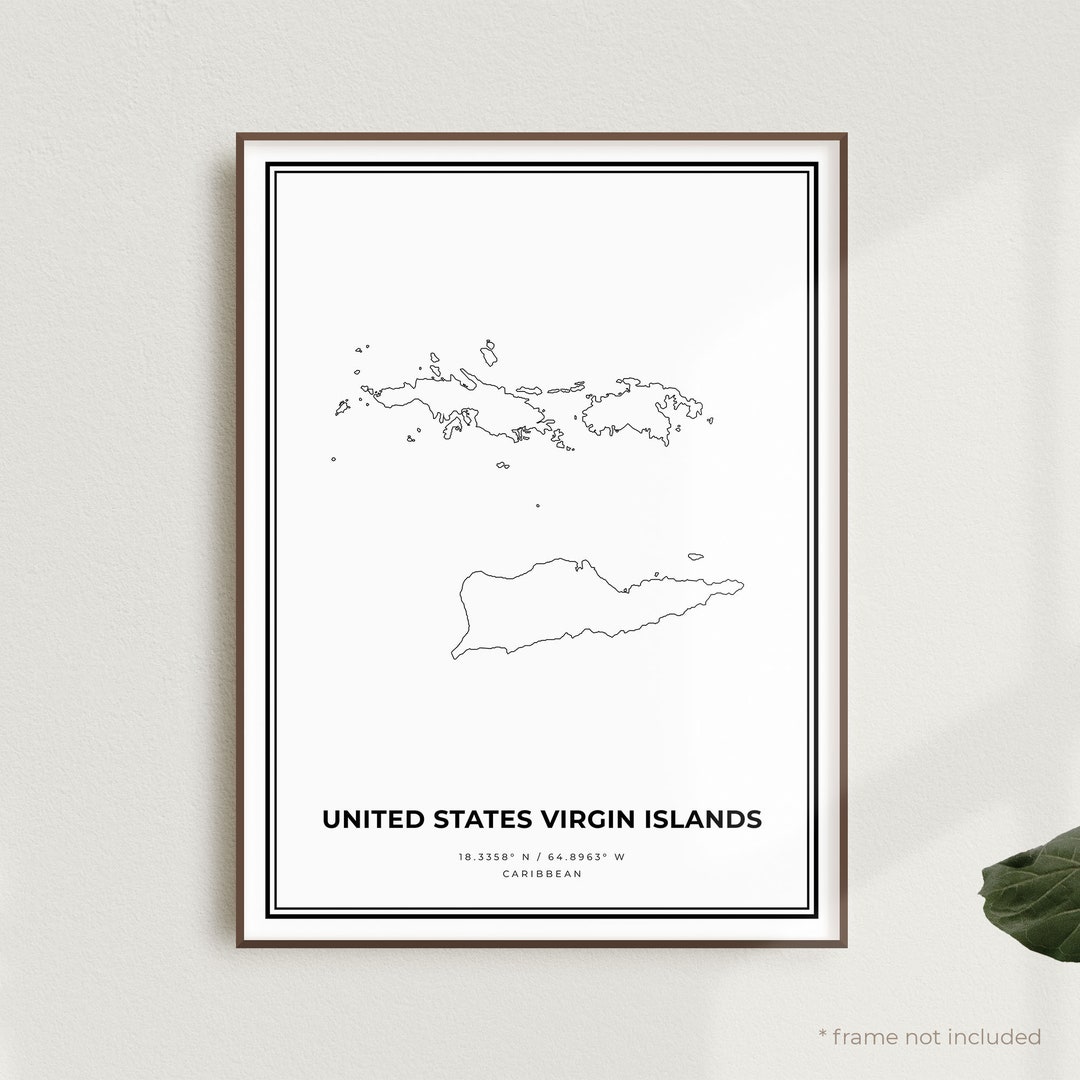 United States Virgin Islands Map Print, United States Virgin Islands ...