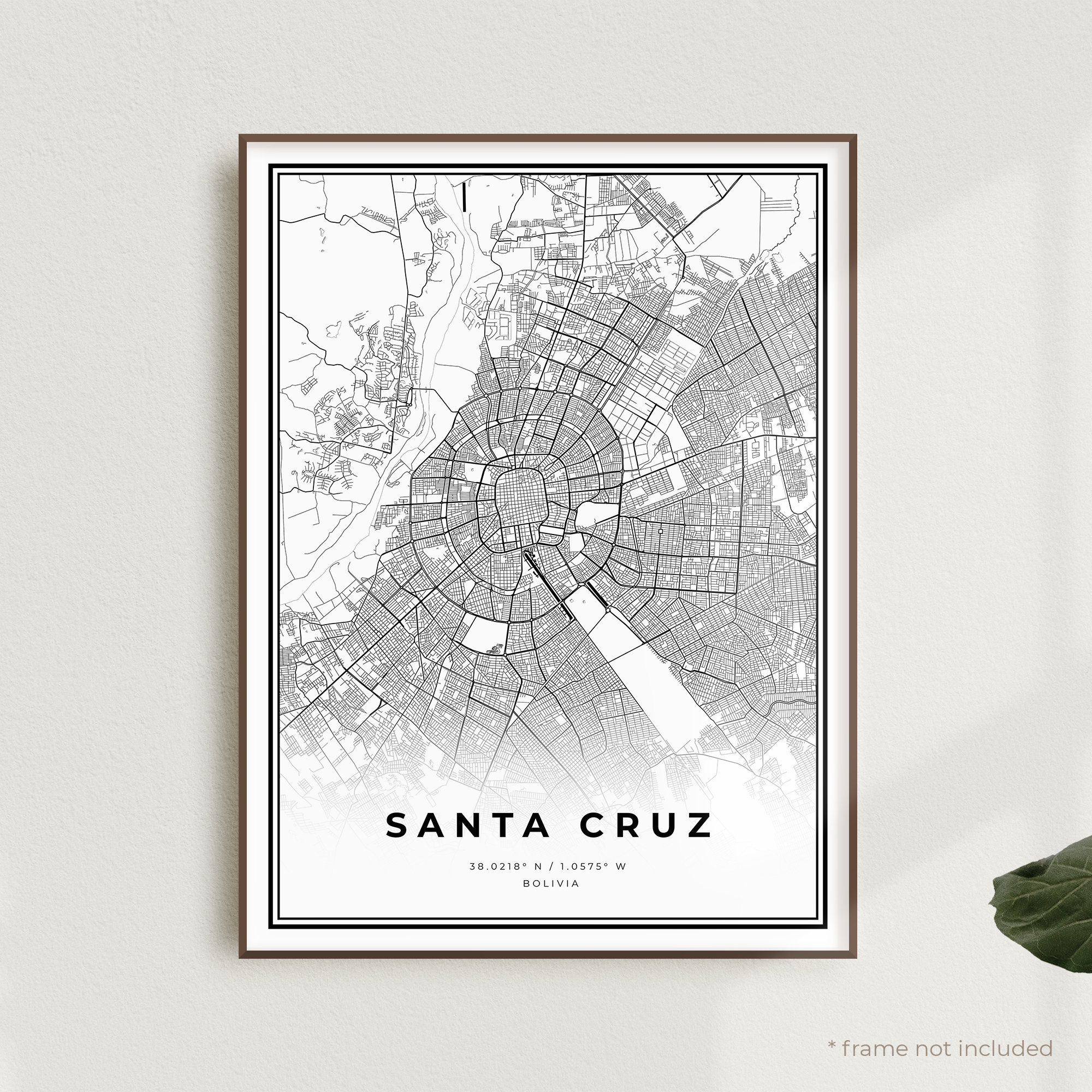 Santa Cruz Map Print Santa Cruz Street Map Posterbolivia - Etsy