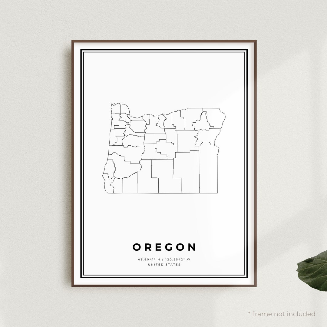 Oregon Map Print, Oregon Street Map Poster, United States, Modern ...