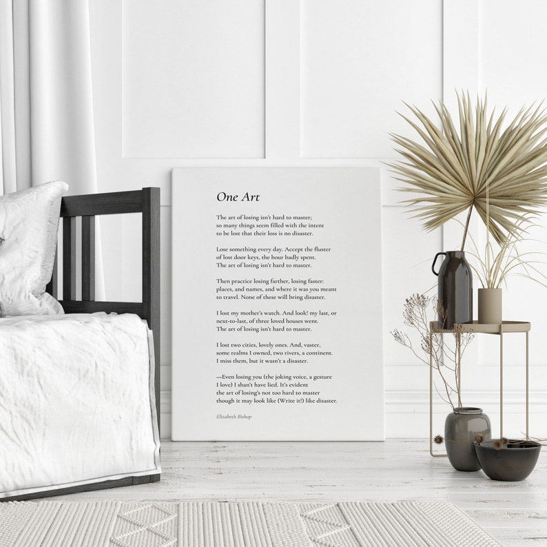 One Art by Elizabeth Bishop Poem Canvas Print Poetry Print - Etsy