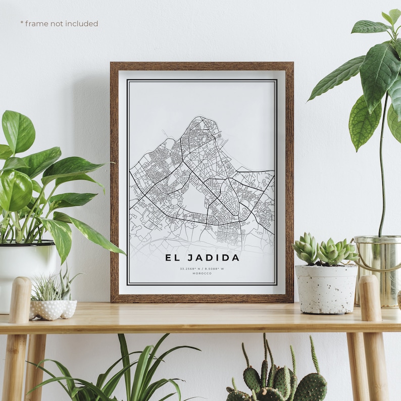 El Jadida Map Print, El Jadida Street Map Poster, morocco, Modern ...
