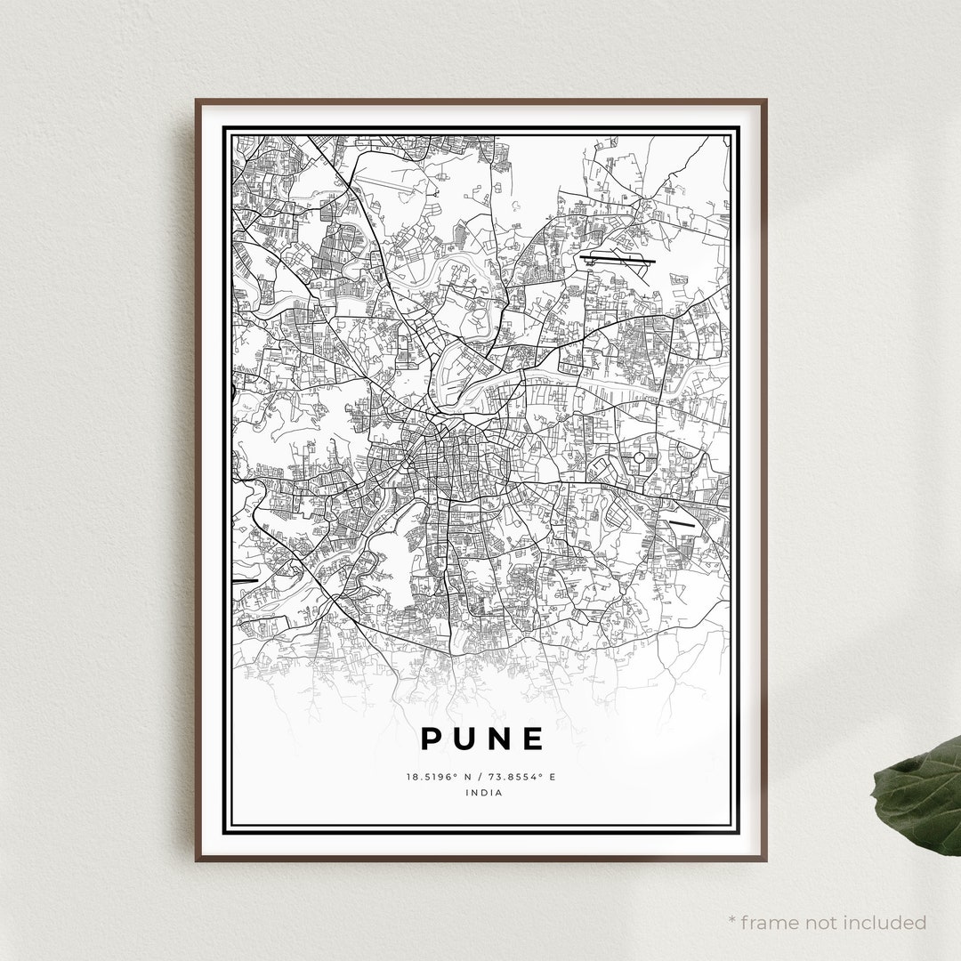 Pune Map Print, Pune Street Map Poster,india, Modern Minimalist Map ...