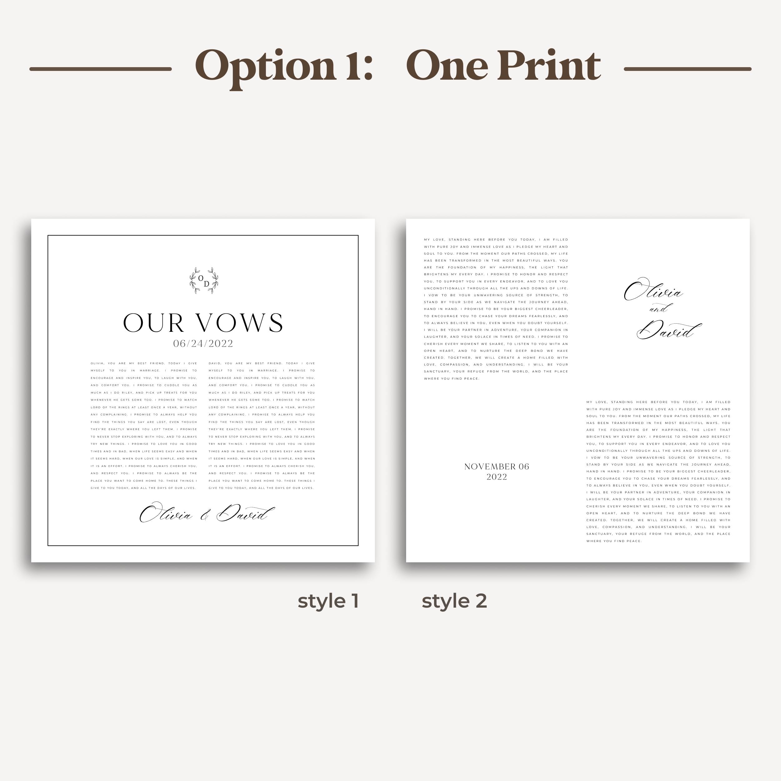 Personalized Wedding Vows Prints | 8 Custom Designs | Photo & Frame ...