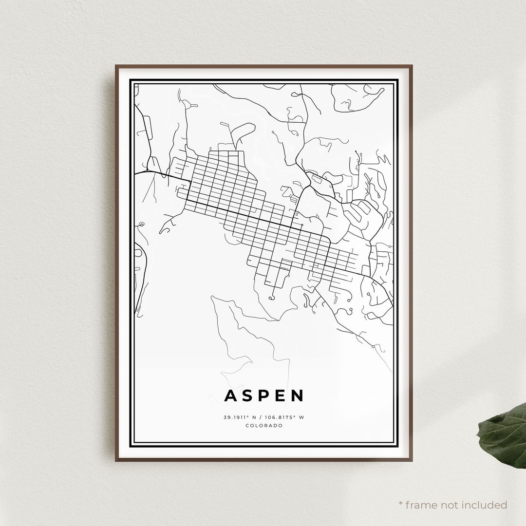 Aspen Map Print, Aspen Street Map Poster, Colorado, Modern Minimalist ...