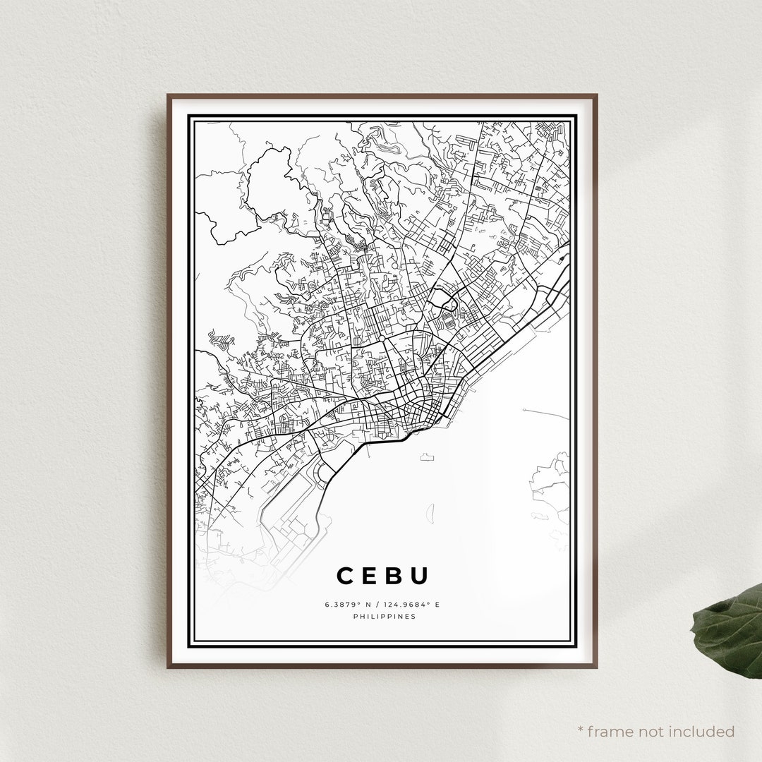 Cebu Map Print, Cebu Street Map Poster,philippines, Modern Minimalist ...