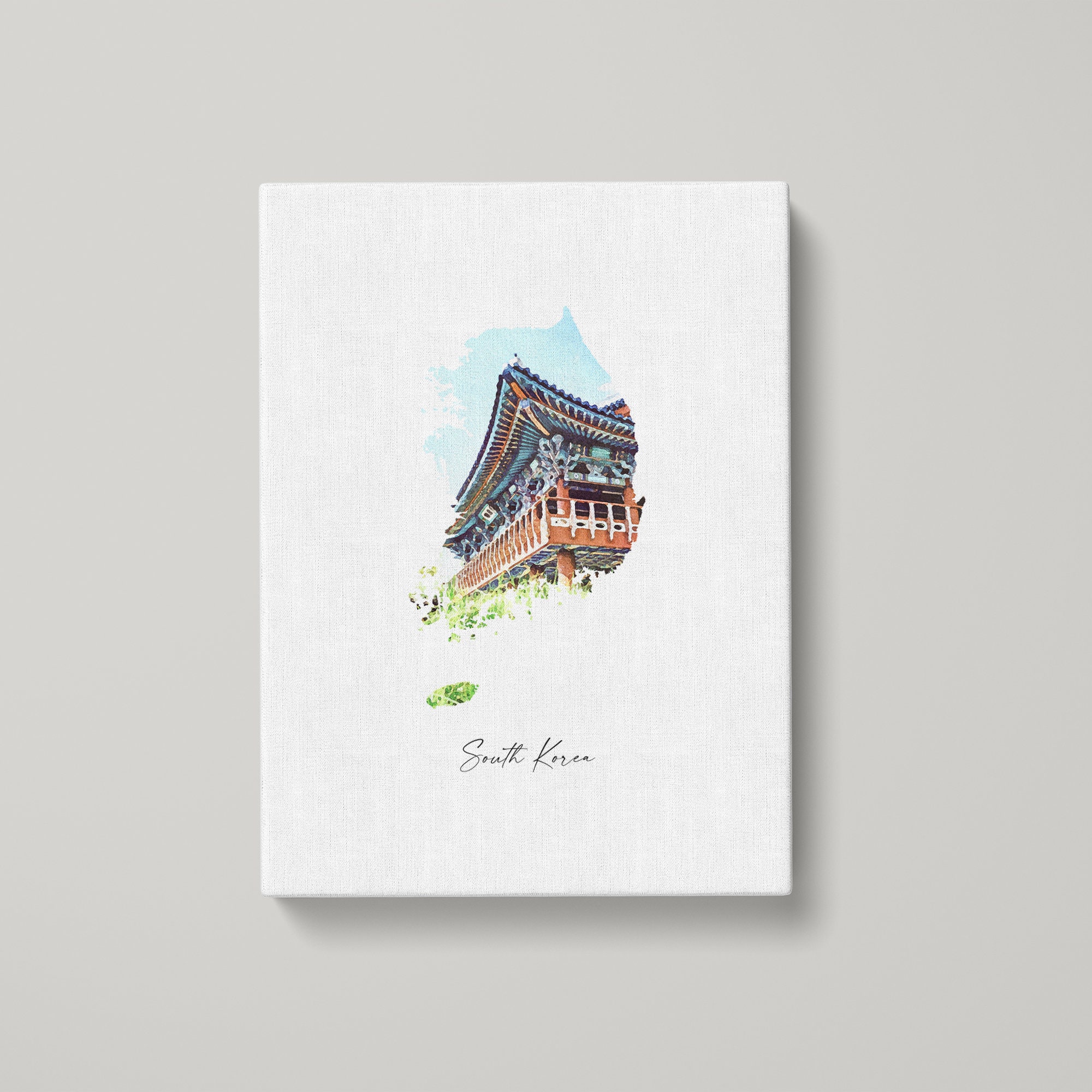 South Korea Watercolor Map Canvas Print South Korea Art | Etsy