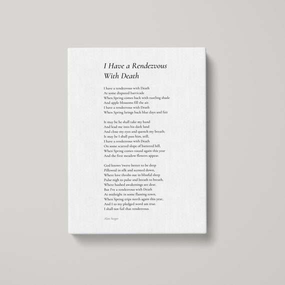 I Have a Rendezvous by Alan Seeger Poem Canvas Print Poetry | Etsy