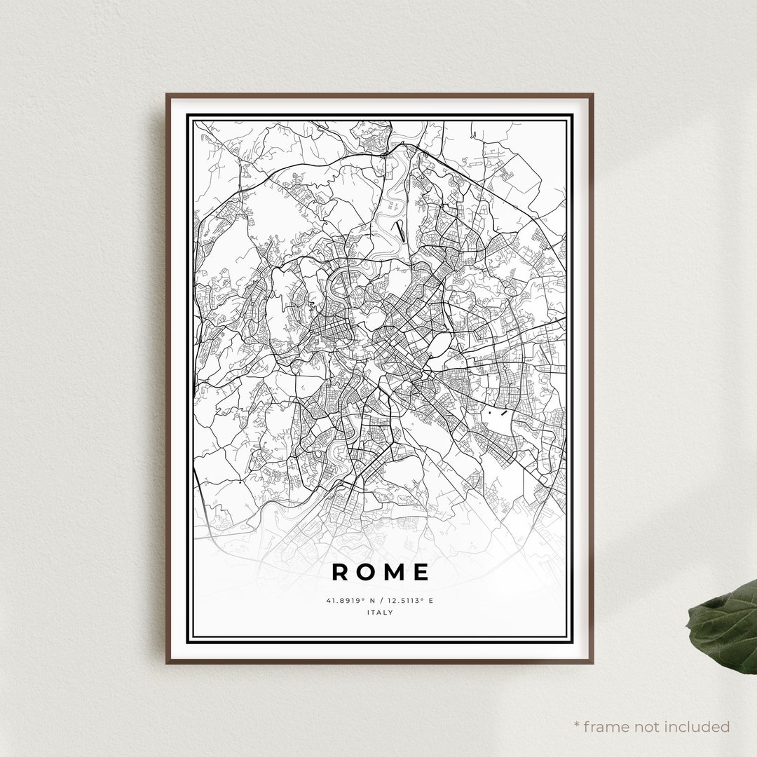 Rome Map Print, Rome Street Map Poster,italy, Modern Minimalist Map ...