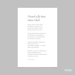 I Heard a Fly Buzz by Emily Dickinson Poem Print - Poetry Print Gift ...