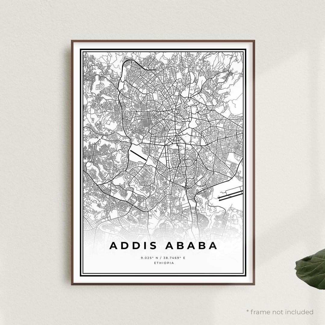 Addis Ababa Map Print, Addis Ababa Street Map Poster, ethiopia, Modern ...