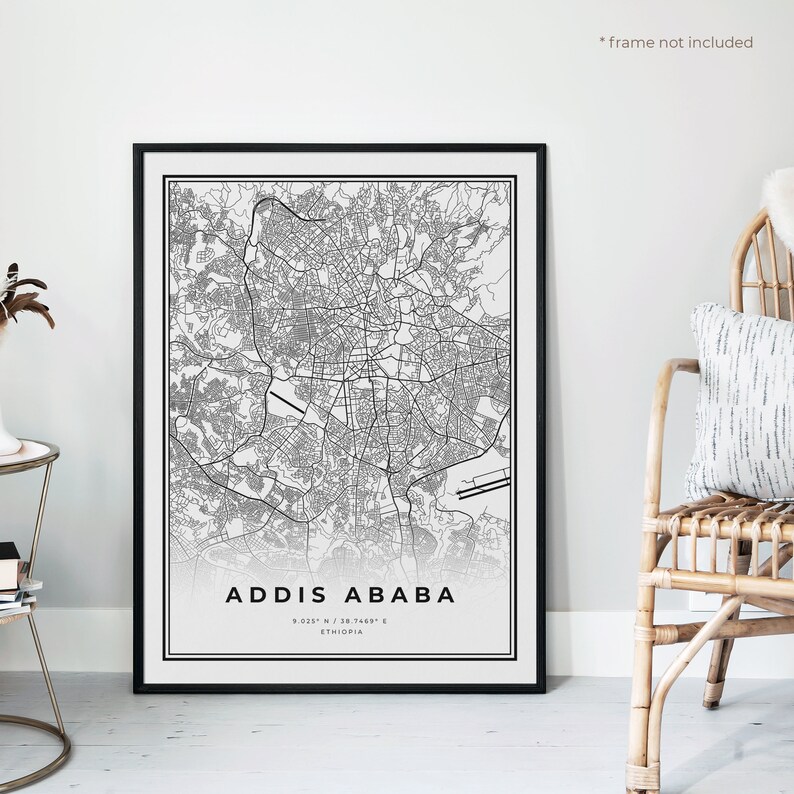 Addis Ababa Map Print Addis Ababa Street Map Poster - Etsy