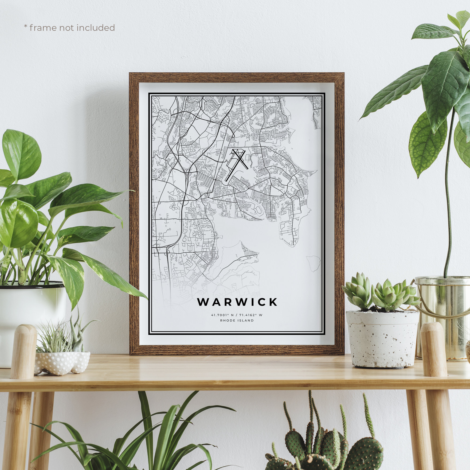 Warwick Map Print Warwick Street Map Poster Rhode Island | Etsy