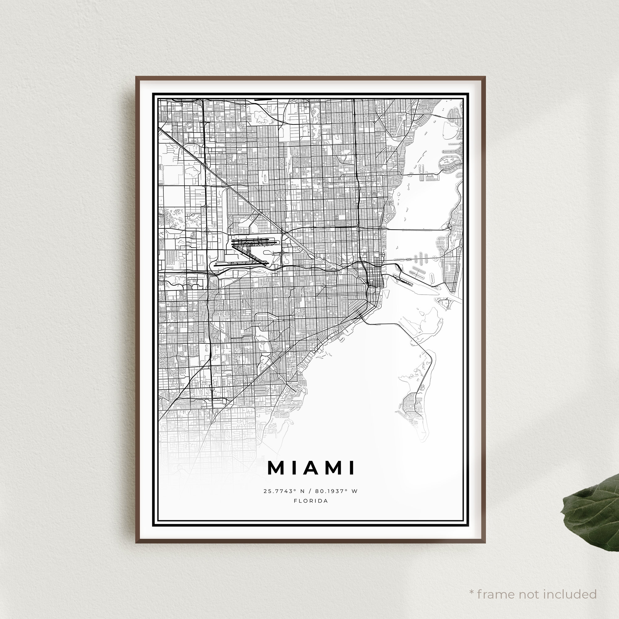 Miami Map Print Miami Street Map Poster Florida Modern | Etsy