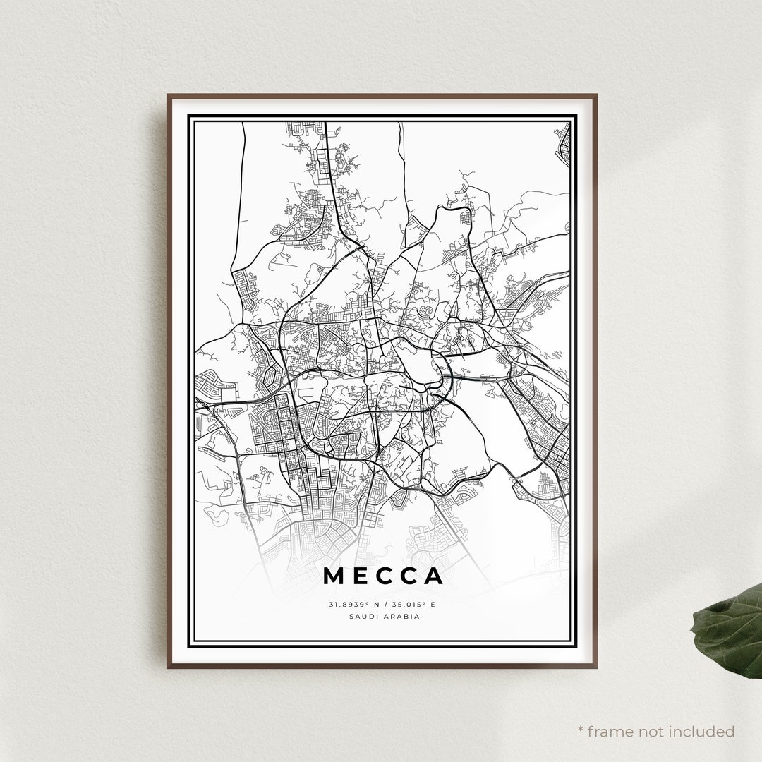 Mecca Map Print, Mecca Street Map Poster,saudi Arabia, Modern ...