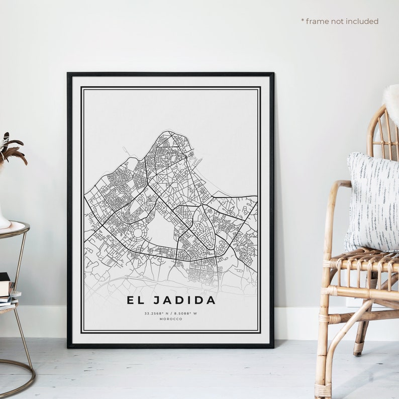 El Jadida Map Print, El Jadida Street Map Poster, morocco, Modern ...