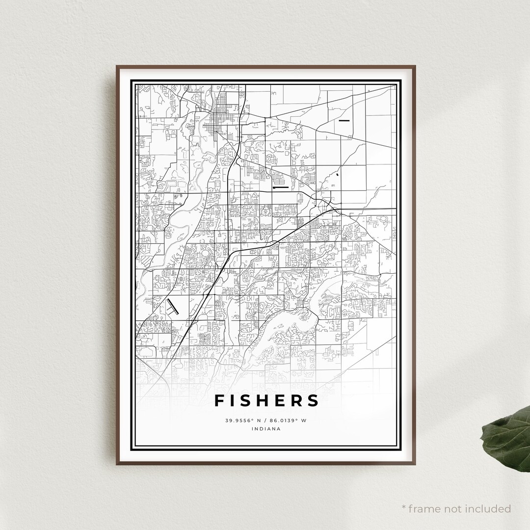 Fishers Map Print, Fishers Street Map Poster, Indiana, Modern ...