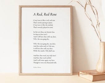 A Red, Red Rose Print /robert Burns Poem Art Print /11x14 Art Print - Etsy