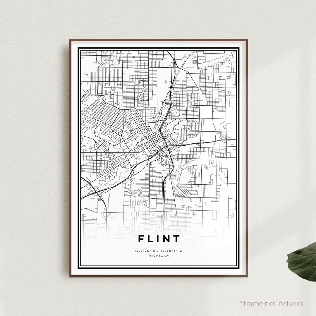 Flint Map Print Flint Street Map Poster Michigan Modern - Etsy