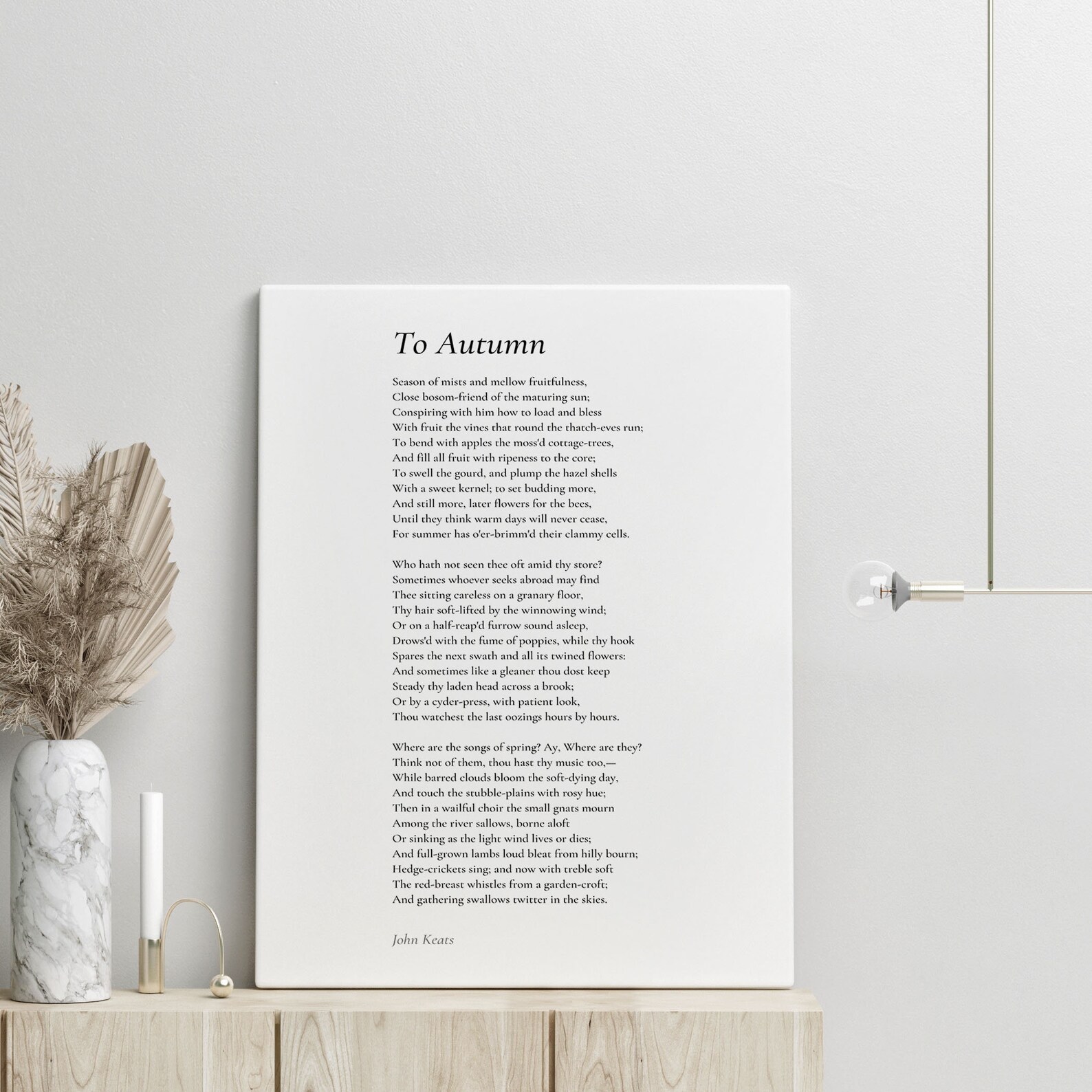 To Autumn by John Keats Poem Canvas Print Poetry Print Gift - Etsy