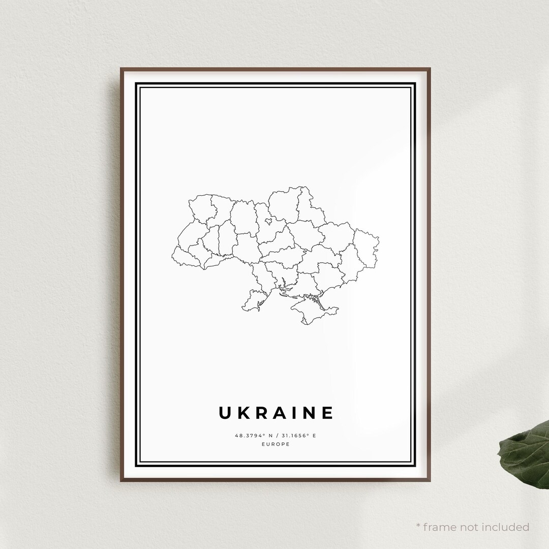 Ukraine Map Print, Ukraine Street Map Poster, Europe, Modern Minimalist ...