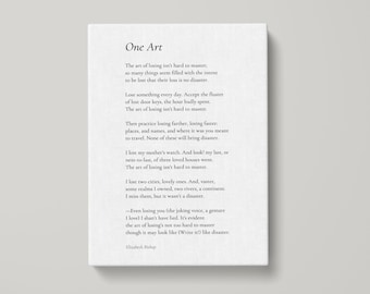 Elizabeth Bishop One Art - Etsy