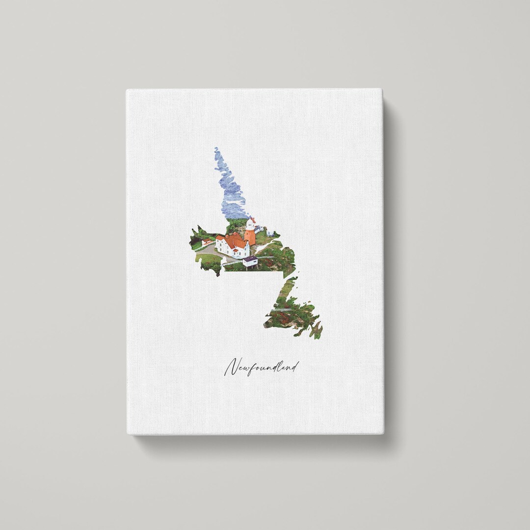 Newfoundland Watercolor Map Canvas Print, Newfoundland Art Print ...
