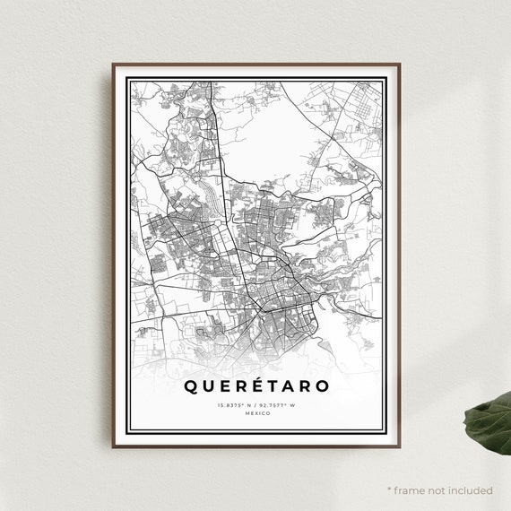 Querétaro Map Print Querétaro Street Map Postermexico | Etsy