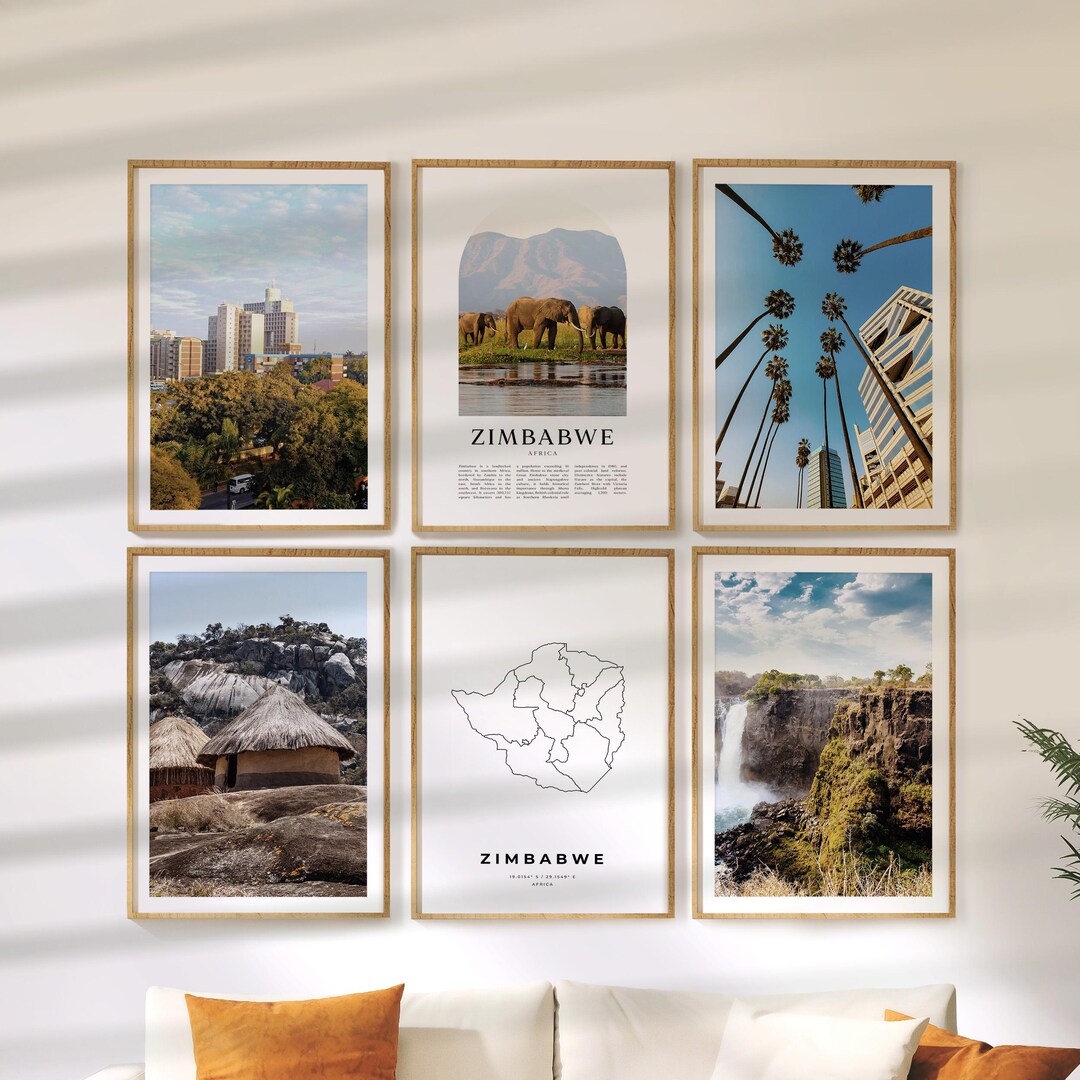 Zimbabwe Gallery Wall Art | Set of 6 Colorful Prints, Zimbabwe Travel ...